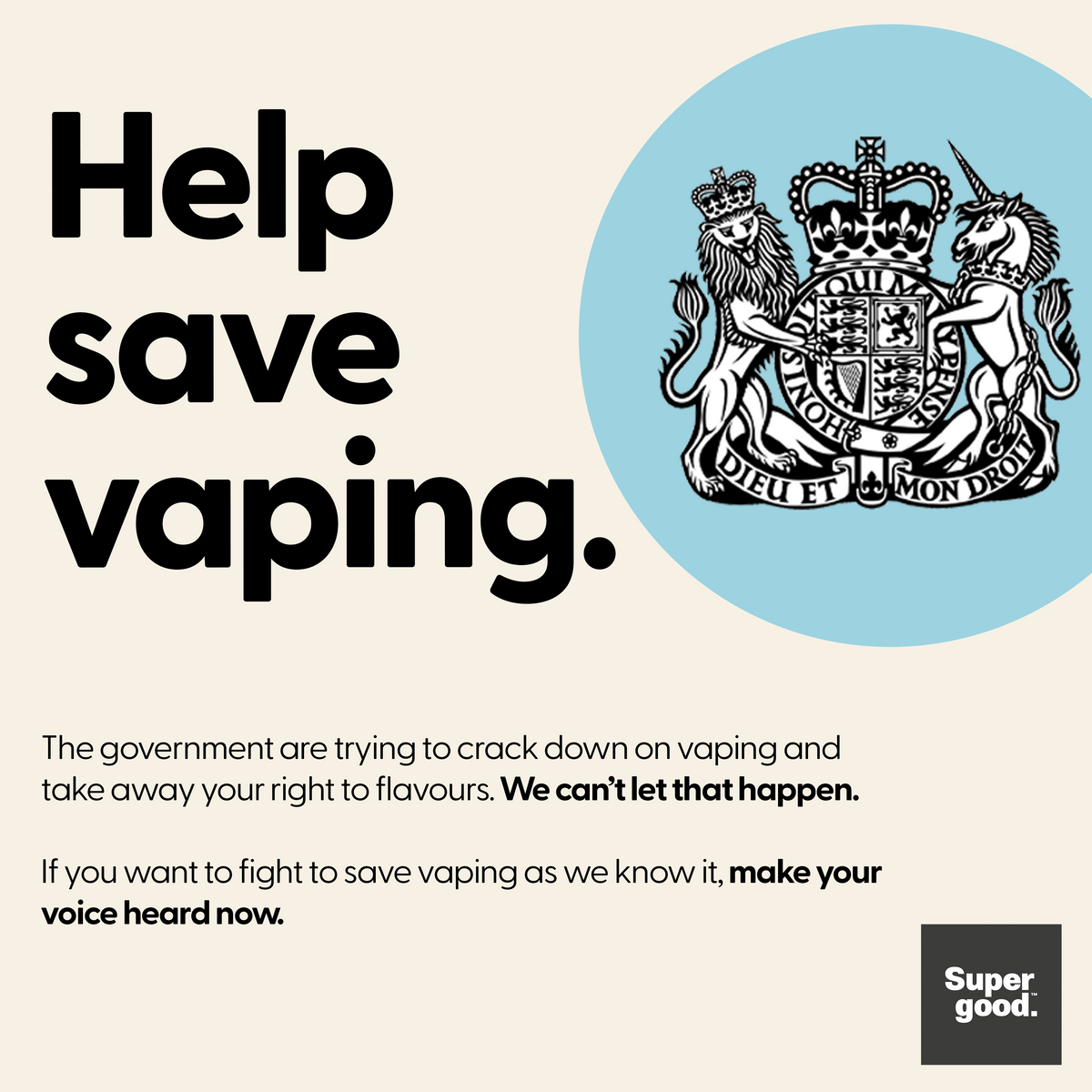 Help to save vaping | Government Consultation | We Are Supergood.